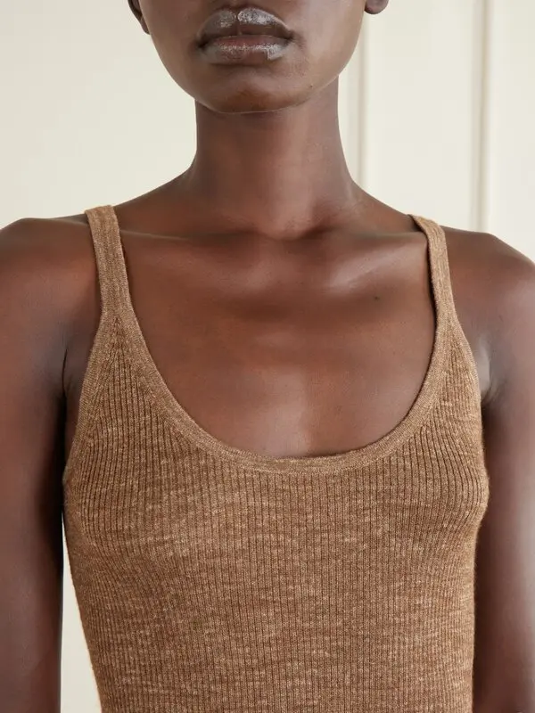 Gabriela Hearst Cinxia Ribbed Cashmere, Silk, And Hemp-blend Tank - Brown