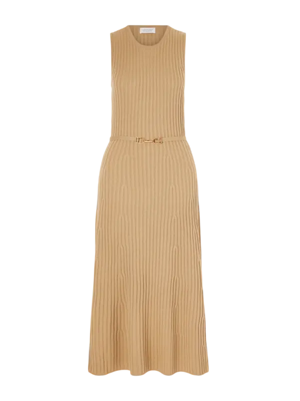 Gabriela Hearst Meier Belted Ribbed Wool And Cashmere Midi Dress - Brown
