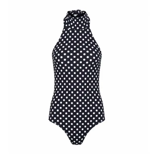 PAOLA AMADOR Halterneck Polka Dot One Piece Swimsuit - Black
