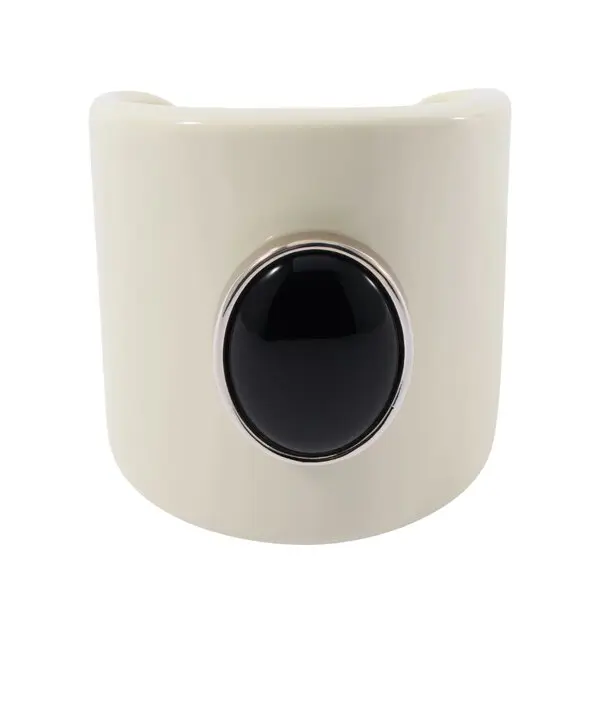 JULIETTA Nera Rhodium-pleated Resin And Onyx Cuff - Neutrals
