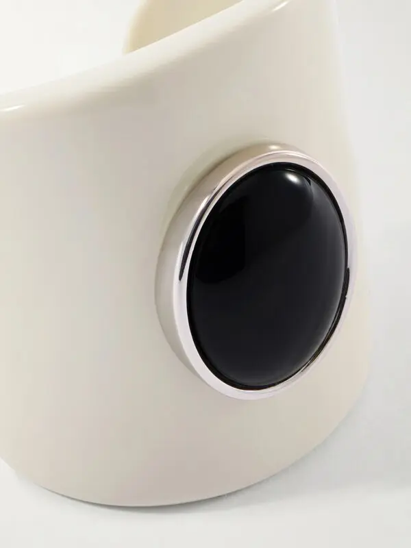JULIETTA Nera Rhodium-pleated Resin And Onyx Cuff