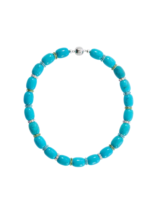 JULIETTA Donna Rhodium-plated Turquoise And Crystal Beaded Necklace - Blue