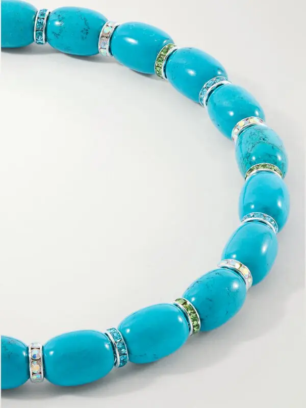 JULIETTA Donna Rhodium-plated Turquoise And Crystal Beaded Necklace - Blue