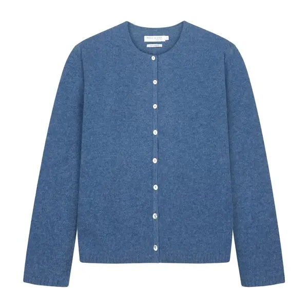 PAUL JAMES KNITWEAR Lambswool Leona Crew Neck Cardigan - Blue
