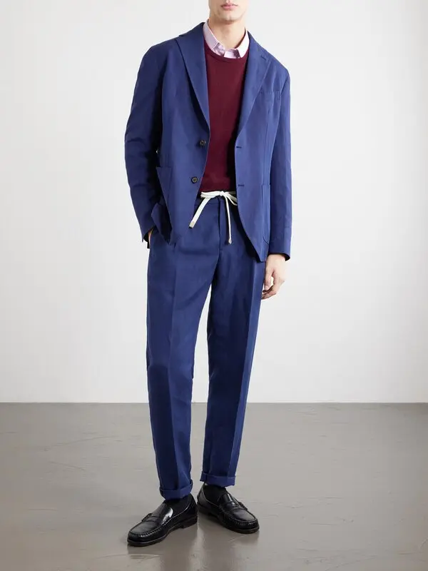 Eleventy Lyocell And Linen-blend Suit Jacket