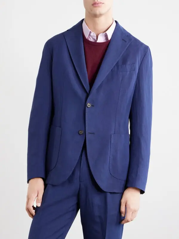 Eleventy Lyocell And Linen-blend Suit Jacket
