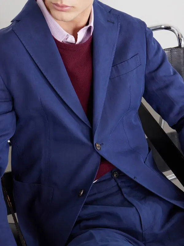 Eleventy Lyocell And Linen-blend Suit Jacket