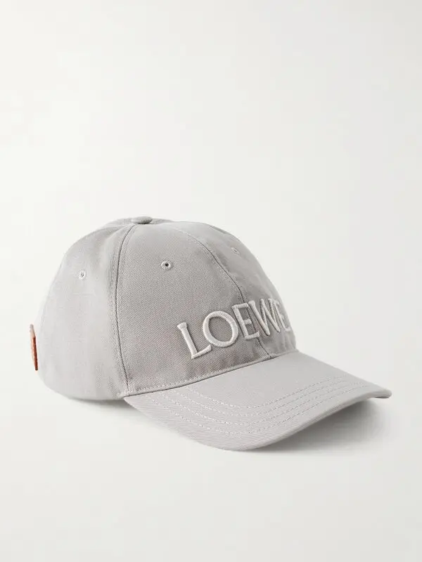 Loewe Leather-trimmed Cotton Baseball Cap - Gray