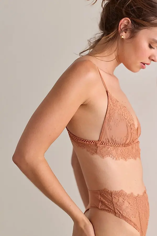 Free People Lacebound Longline Triangle Bralette - Hazel