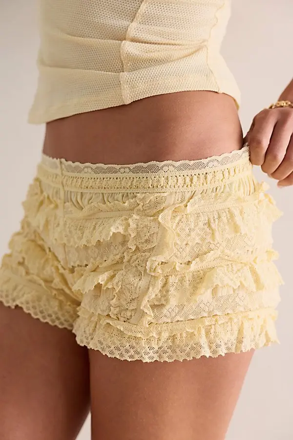 Free People Intimately Frilled Lace Shorties - Double Butter
