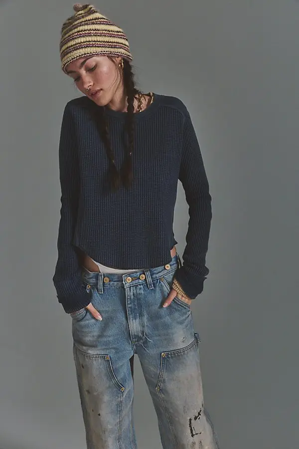 Free People Baby Blake Thermal Top - Outer Space