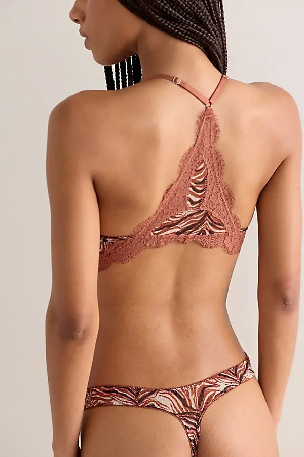 Free People Fiona Mesh Printed Thong