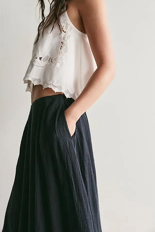 Free People Ives Solid Maxi Skirt - Black