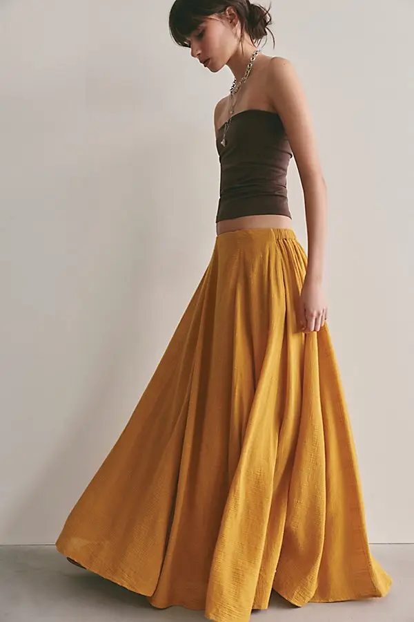 Free People Solid Maxi Skirt - Bronze Brown