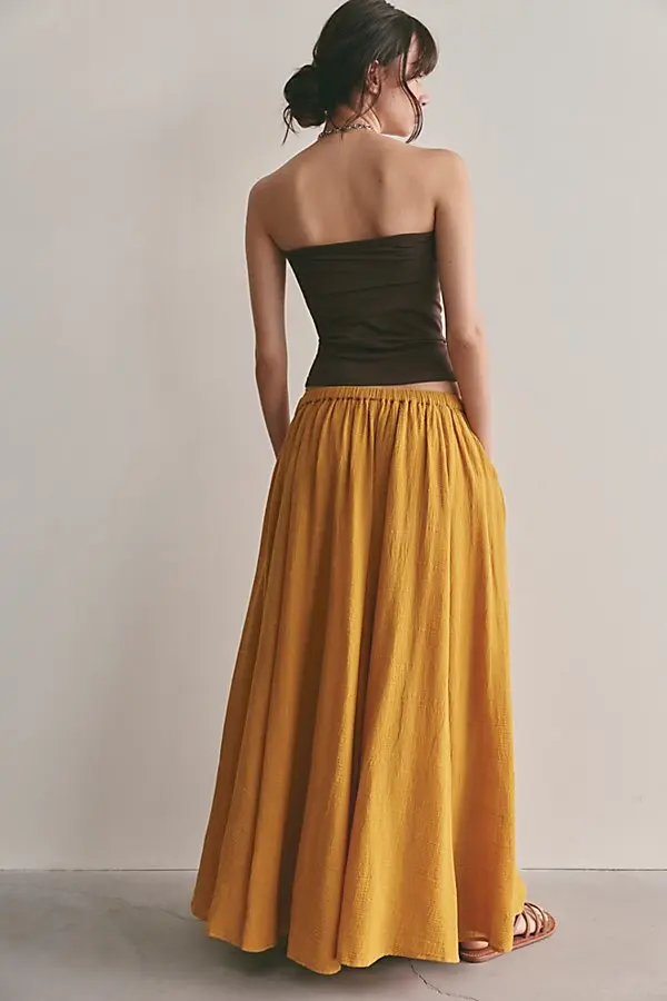 Free People Solid Maxi Skirt - Bronze Brown