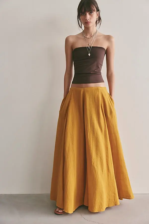 Free People Solid Maxi Skirt - Bronze Brown