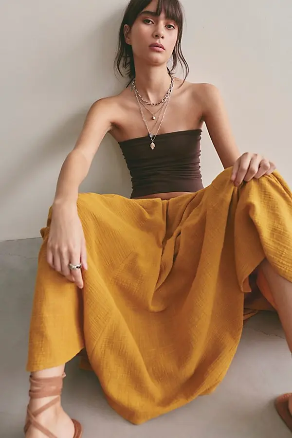 Free People Solid Maxi Skirt - Bronze Brown