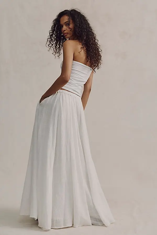 Free People Ives Solid Maxi Skirt - Ivory
