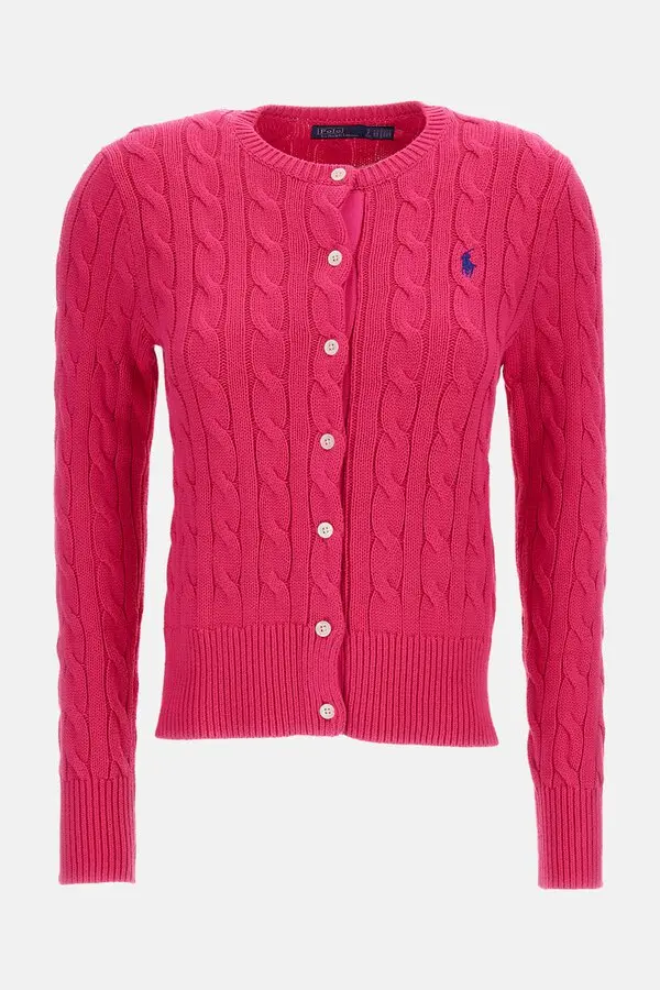 Polo Ralph Lauren Cardigan Girocollo A Trecce - Rosa