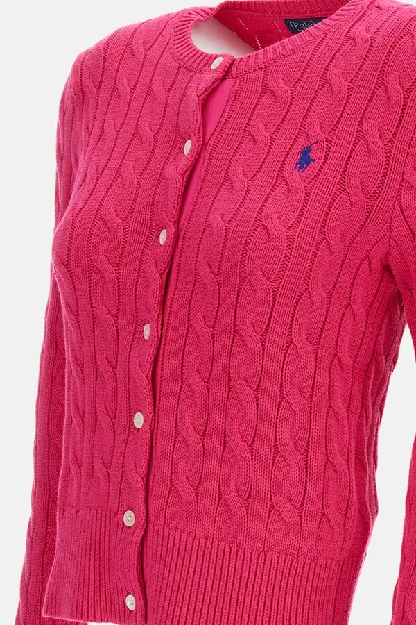 Polo Ralph Lauren Crew-neck Cable-knit Cotton Cardigan - Rose
