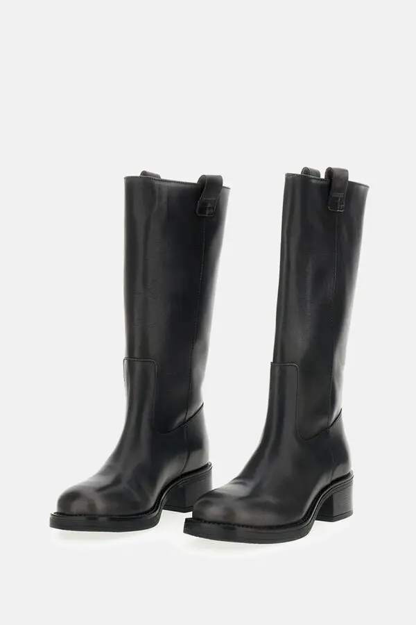 ALOHAS Sajan Vintage-effect Leather Knee-high Boots - Nero