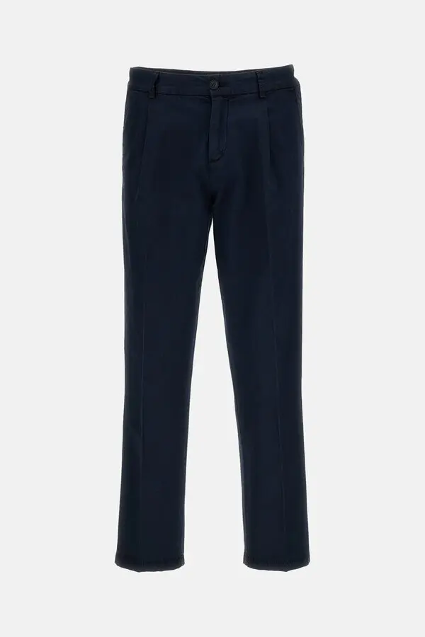 FAY Regular-fit Trousers In Slub Cotton - Blue