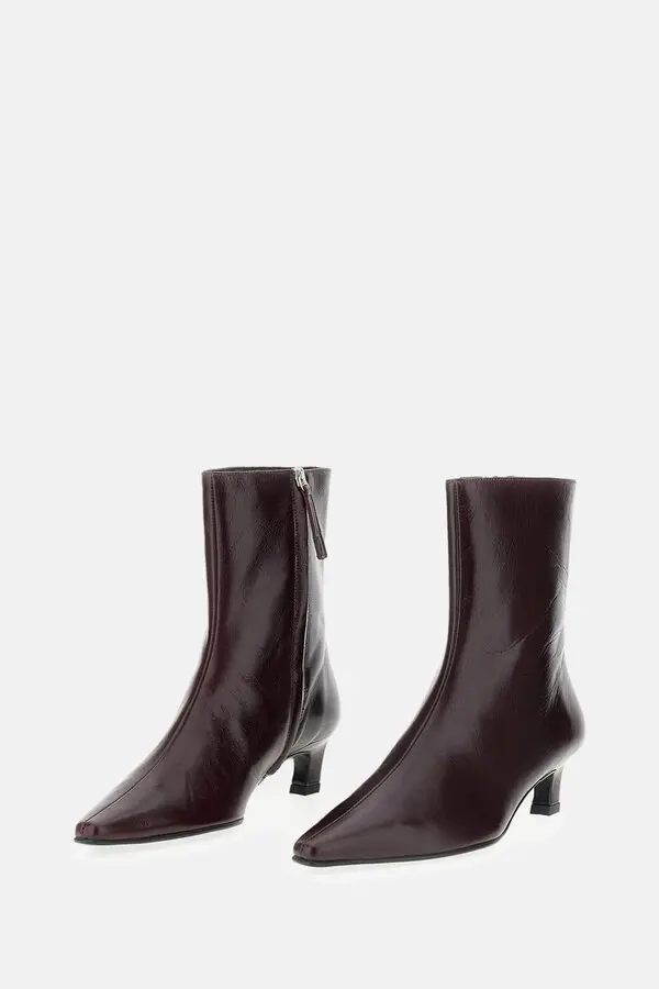 ALOHAS Leather Ankle Boots With Kitten Heel - Rosso