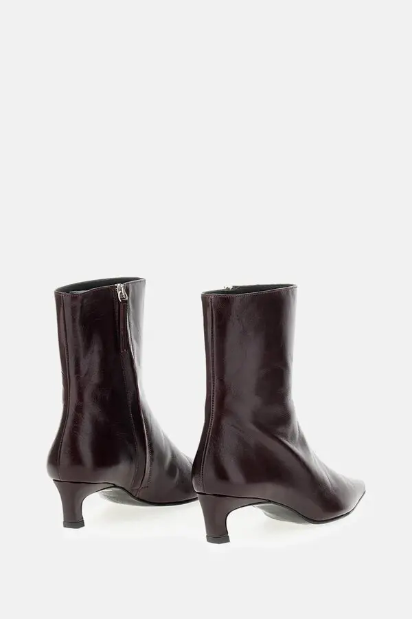 ALOHAS Leather Ankle Boots With Kitten Heel - Rosso