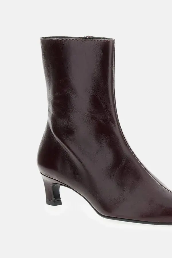 ALOHAS Leather Ankle Boots With Kitten Heel - Rosso