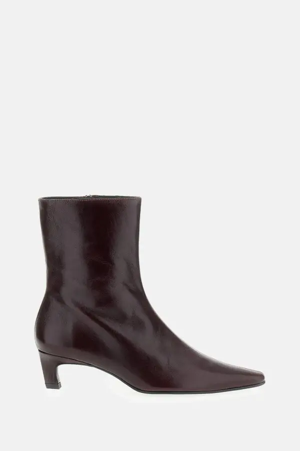 ALOHAS Leather Ankle Boots With Kitten Heel - Rosso