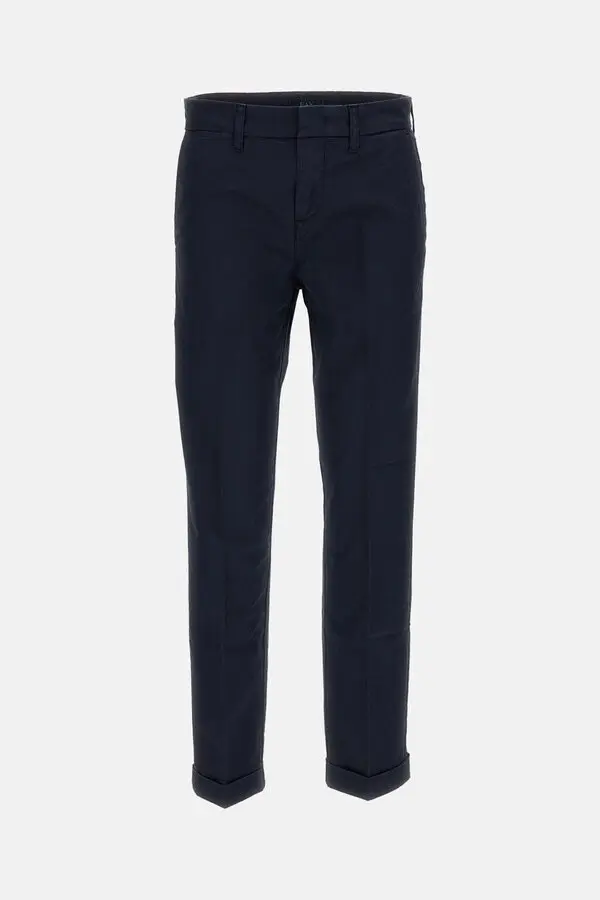 FAY Slim-fit Stretch Cotton Gabardine Capri Pants - Blue