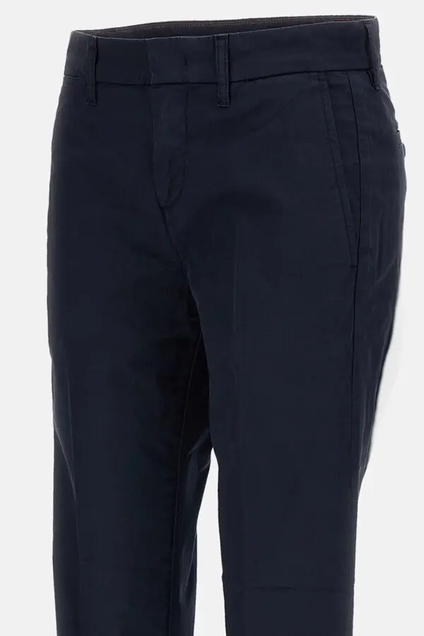 FAY Slim-fit Stretch Cotton Gabardine Capri Pants - Blue