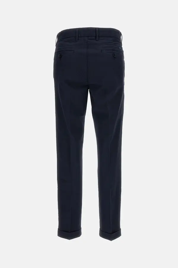 FAY Slim-fit Stretch Cotton Gabardine Capri Pants - Blue