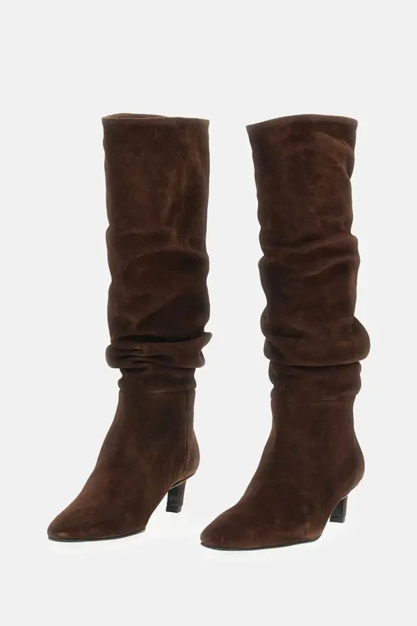 ALOHAS Kalila Suede Leather Knee-high Boots - Marrone