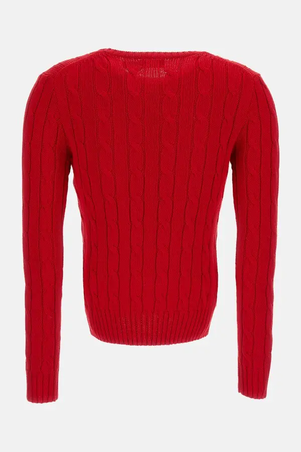 Polo Ralph Lauren Maglia Girocollo A Trecce - Rosso