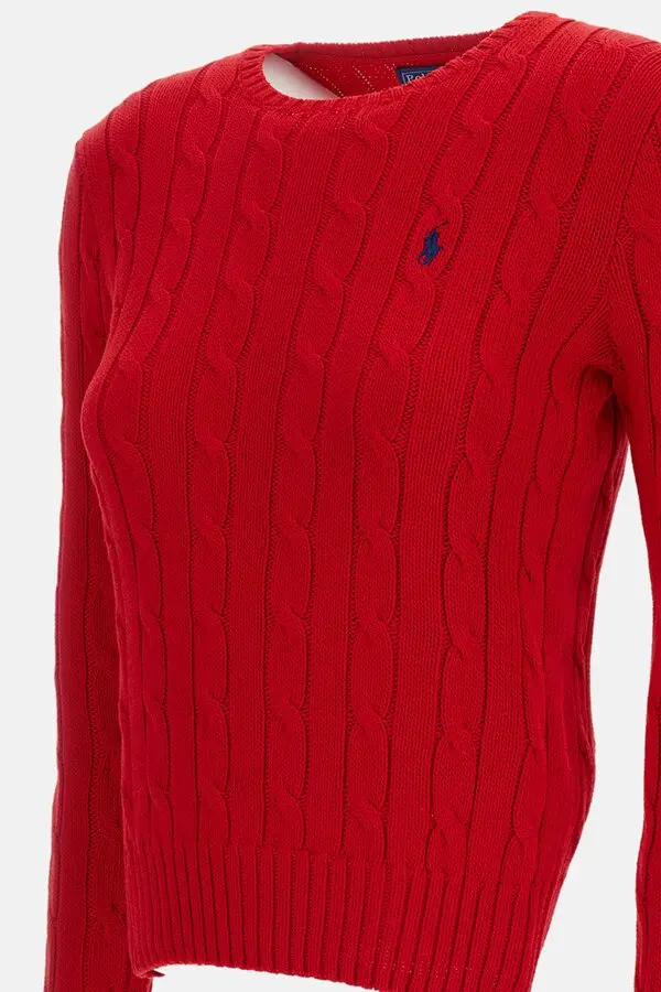 Polo Ralph Lauren Maglia Girocollo A Trecce - Rosso
