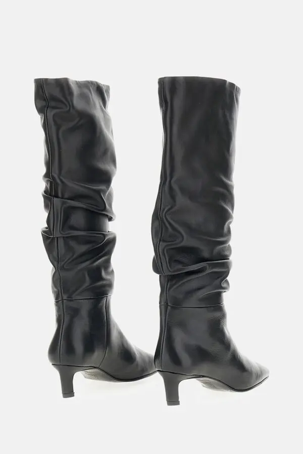 ALOHAS Kalila Knee-high Leather Boots With Block Heel - Nero