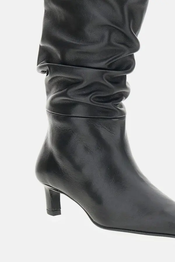ALOHAS Kalila Knee-high Leather Boots With Block Heel - Nero