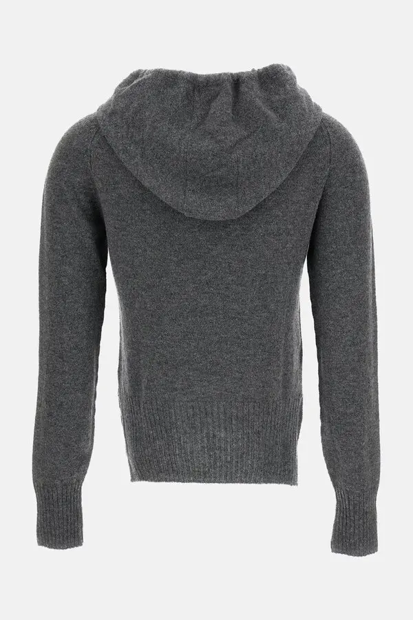 Simone Rocha Crystal Embellished Cashmere Hooded Sweater - Grey