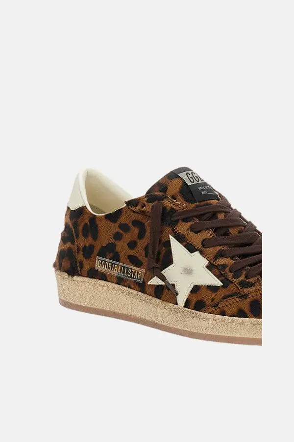 GOLDEN GOOSE Ball Star Sneakers In Animalier Ponyhair And Nappa Leather - Multicolor