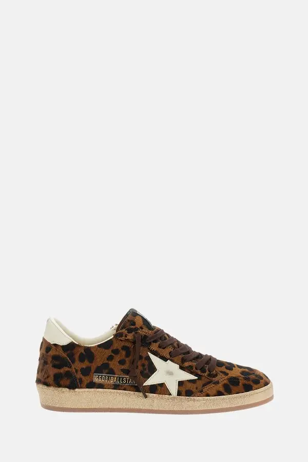 GOLDEN GOOSE Ball Star Sneakers In Animalier Ponyhair And Nappa Leather - Multicolore