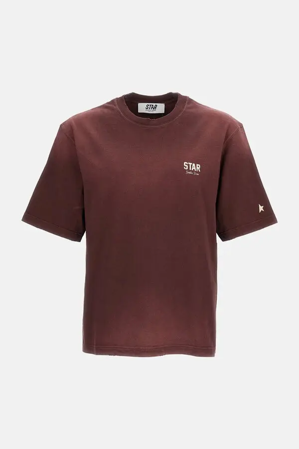 GOLDEN GOOSE Relaxed Fit Cotton T-shirt With Logo Detail - Rosso