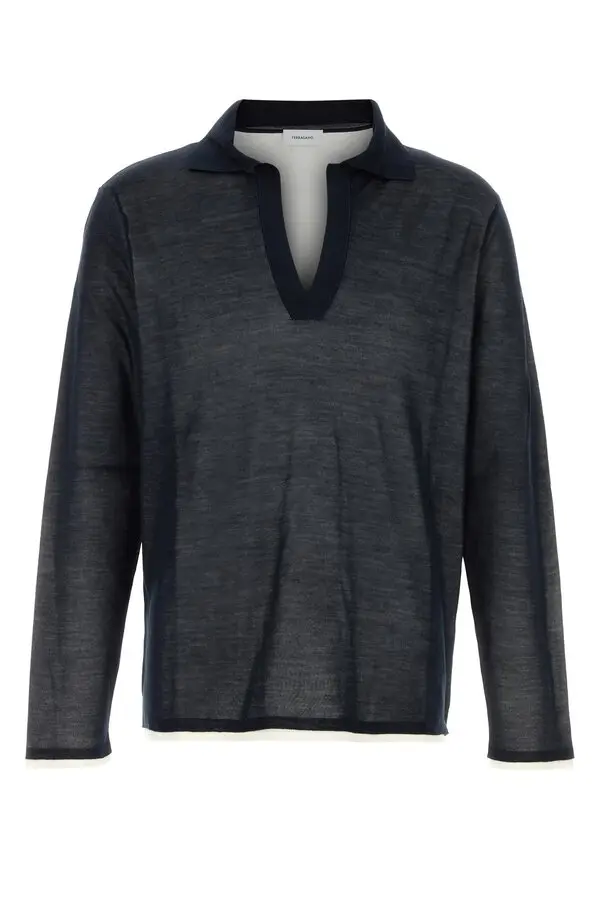 FERRAGAMO Midnight Silk Polo Shirt
