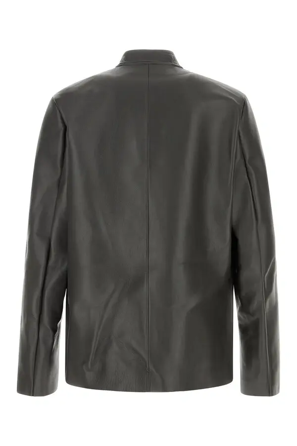 RIER Rieri Dark Leather Jacket With High Collar