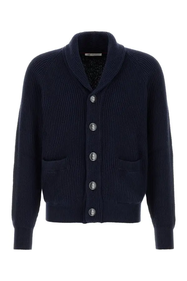 Brunello Cucinelli Navy Cotton Cardigan - Blue