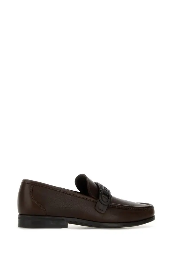 FERRAGAMO Dark Leather Caspian Loafers