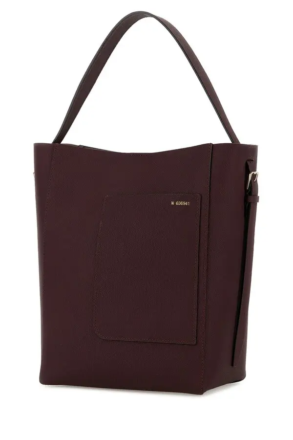 VALEXTRA Burgundy Leather Soft Bucket Bag
