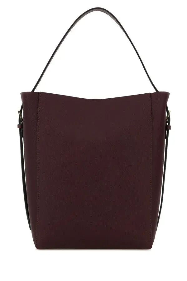 VALEXTRA Burgundy Leather Soft Bucket Bag
