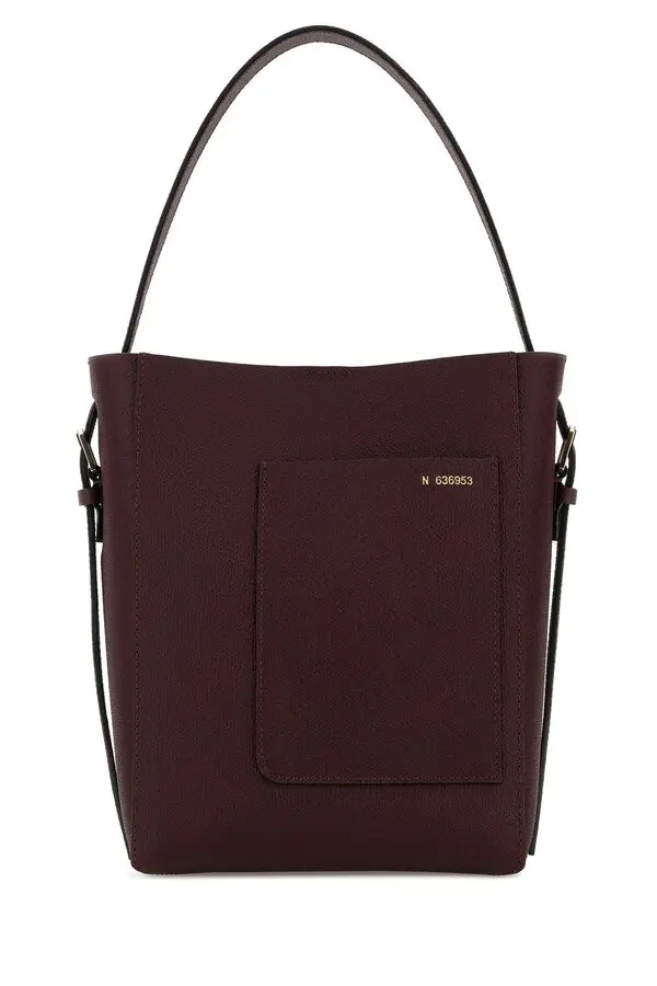 VALEXTRA Burgundy Leather Small Soft Bucket Bag