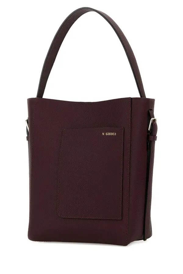 VALEXTRA Burgundy Leather Small Soft Bucket Bag